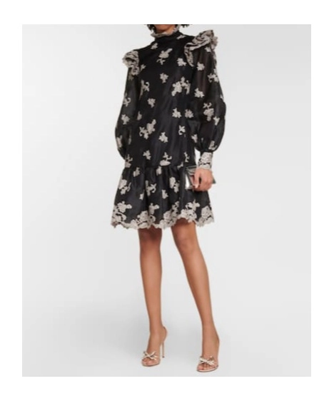 Erdem Nella Floral Embroidered Silk Minidress