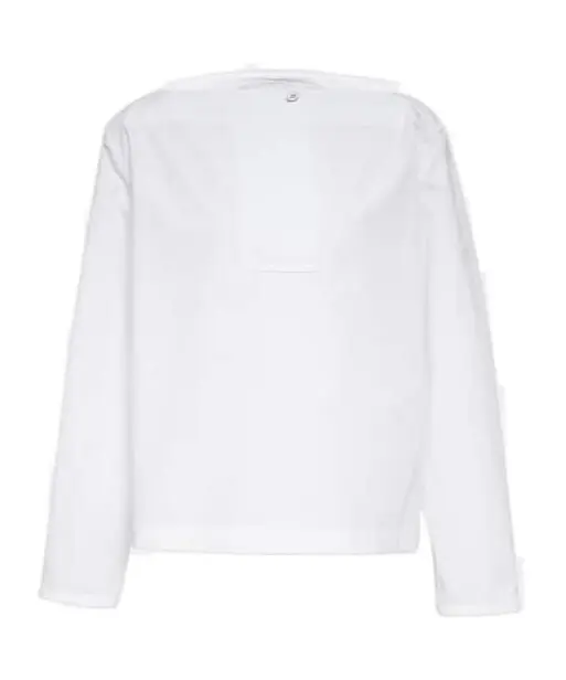 JIL SANDER Cotton Poplin Pleated Top - White