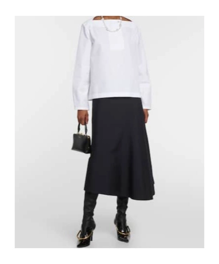 JIL SANDER Cotton Poplin Oversized Pleated Top