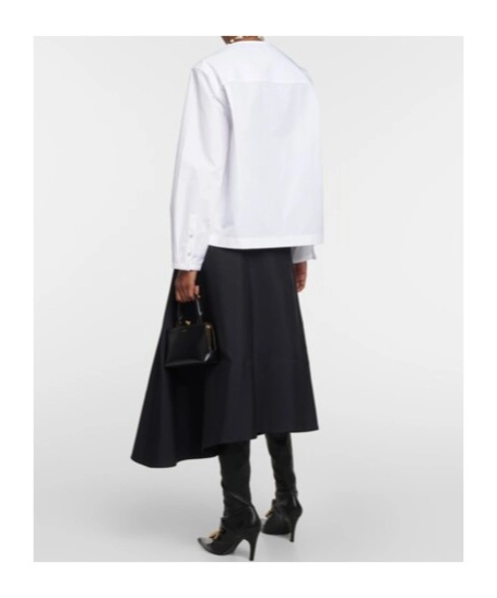 JIL SANDER Cotton Poplin Oversized Pleated Top
