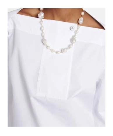 JIL SANDER Cotton Poplin Oversized Pleated Top