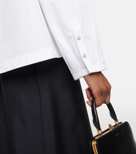 JIL SANDER Cotton Poplin Oversized Pleated Top