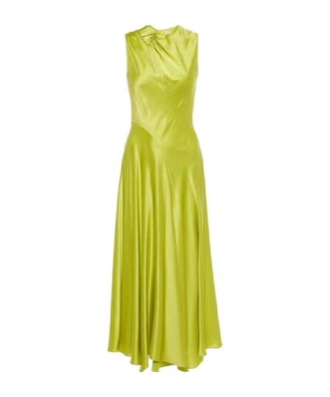 ROKSANDA Alma Gathered Silk Satin Midi Dress - Green