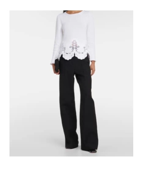 Oscar De La Renta Lace-trimmed Cotton Sweater