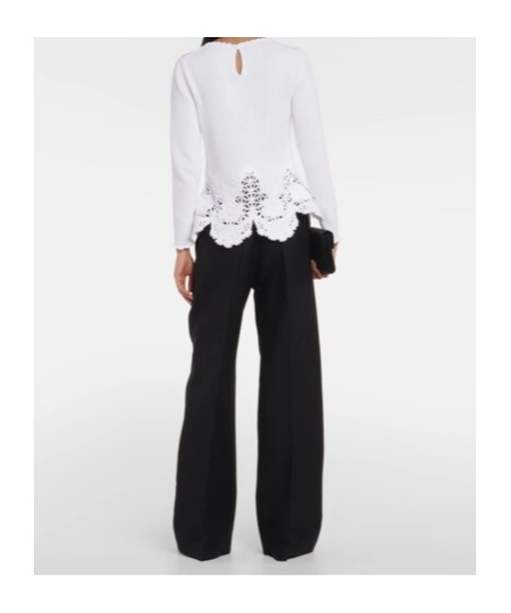 Oscar De La Renta Lace-trimmed Cotton Sweater