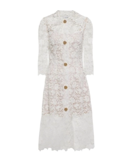 Oscar De La Renta Embellished Lace Midi Dress - White