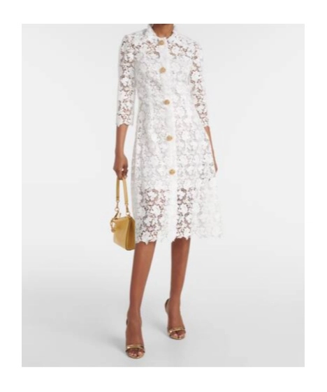 Oscar De La Renta Embellished Lace Midi Dress