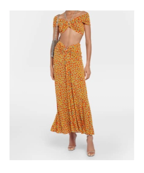 Rabanne Low-rise Printed Jersey Maxi Skirt