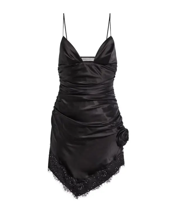 Alessandra Rich Embellished Silk-blend Satin Minidress