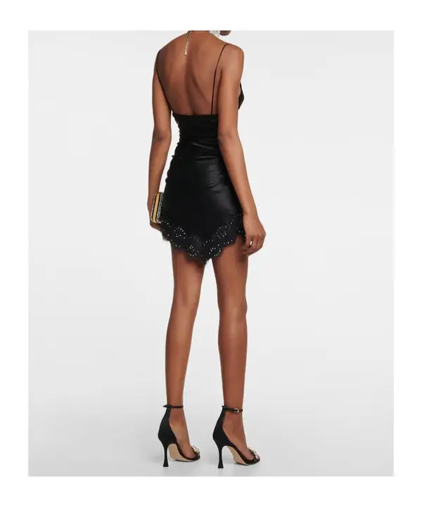 Alessandra Rich Embellished Silk-blend Satin Minidress