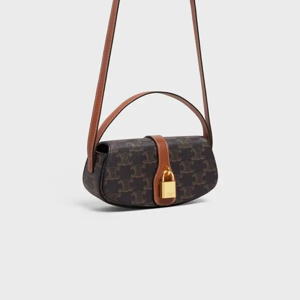 Celine Tabou Clutch On Strap In Triomphe Canvas And Calfskin