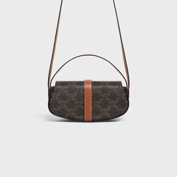 Celine Tabou Clutch On Strap In Triomphe Canvas And Calfskin