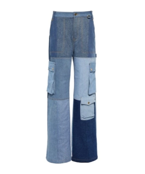 MARINE SERRE Monogram High-rise Wide-leg Jeans - Blue