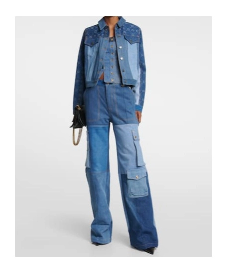 MARINE SERRE Monogram High-rise Wide-leg Jeans