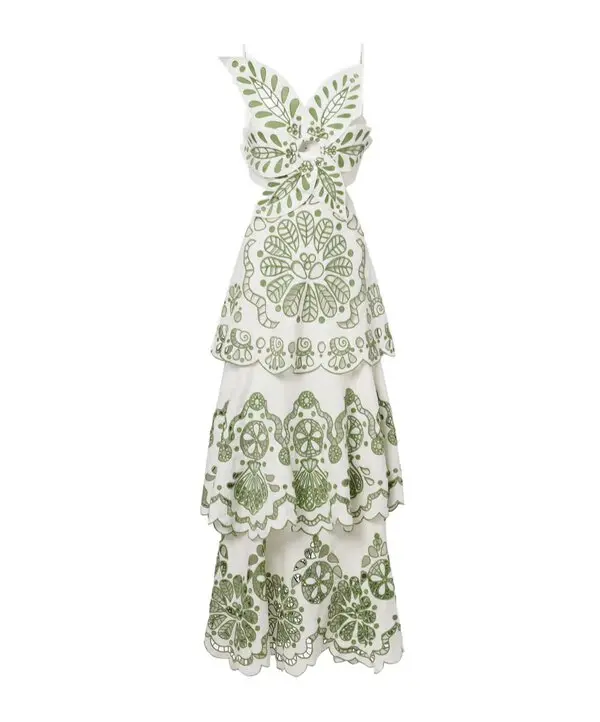 Farm Rio Layered Linen Maxi Dress - White
