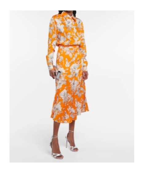 Erdem Griselda Floral Satin Midi Skirt