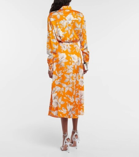 Erdem Griselda Floral Satin Midi Skirt
