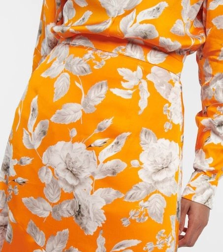 Erdem Griselda Floral Satin Midi Skirt