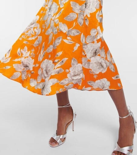 Erdem Griselda Floral Satin Midi Skirt