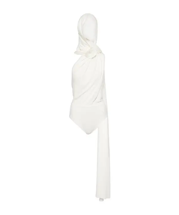 Magda Butrym Floral-appliqué Hooded Bodysuit