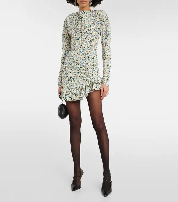 Alessandra Rich Floral Open-back Silk Minidress