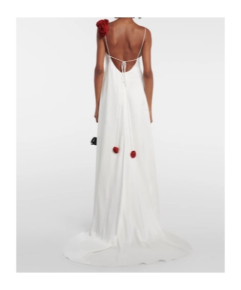 Magda Butrym Rosette Embellished Silk Slip Gown