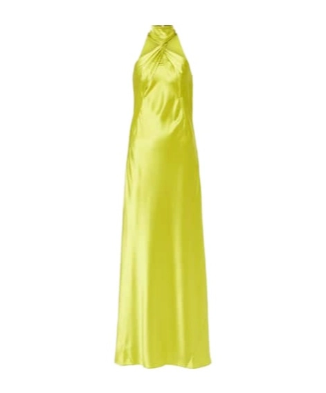 Galvan Portico Halterneck Satin Gown - Yellow