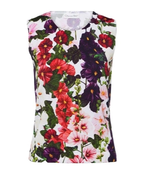 Oscar De La Renta Floral Cotton-blend Tank Top - Multicolor