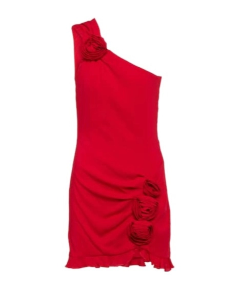 Blumarine Floral Appliqué One-shoulder Mini Dress