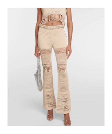 Rabanne Embellished Crochet Cotton Flared Pants