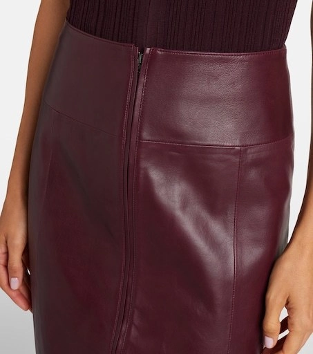 Victoria Beckham Leather Midi Skirt