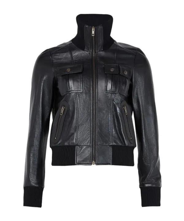 Chloé High-necked Long-sleeved Leather Jacket