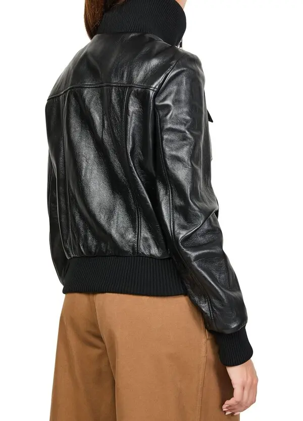 Chloé High-necked Long-sleeved Leather Jacket