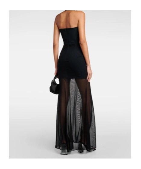 David Koma Tulle-trimmed Ruched Bustier Gown