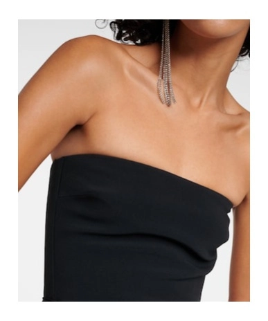 David Koma Tulle-trimmed Ruched Bustier Gown