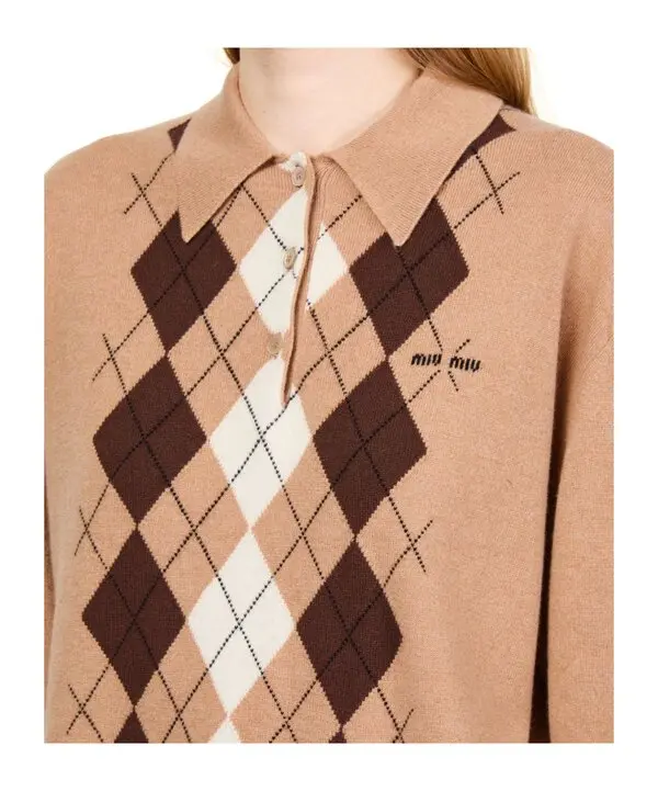 Miu Miu Lapel Long-sleeved Sweater
