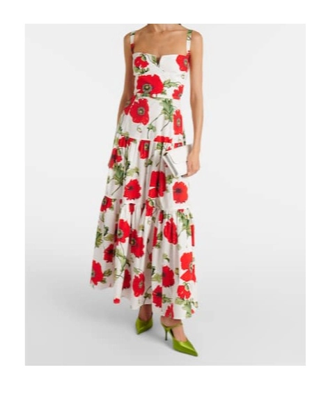 Oscar De La Renta Printed Multi-layered Maxi Dress