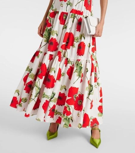 Oscar De La Renta Printed Multi-layered Maxi Dress
