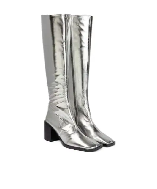 JIL SANDER Metallic Leather Knee-high Boots
