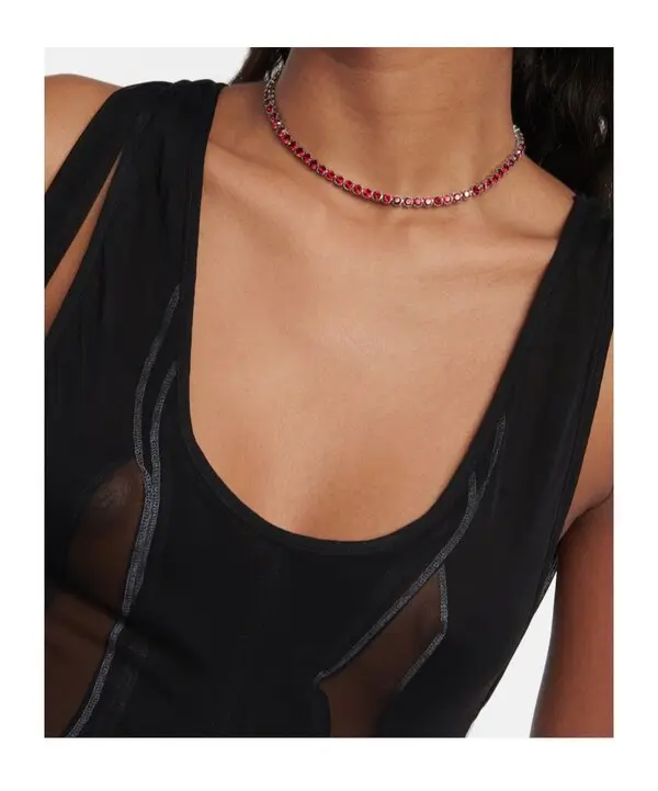 Amina Muaddi Crystal Embellished Necklace