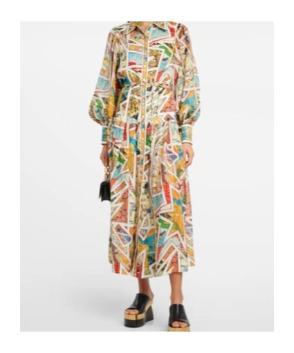 ALEMAIS Printed Shirt Dress With Front Tie