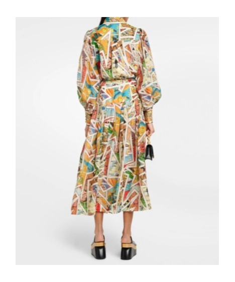 ALEMAIS Printed Shirt Dress With Front Tie