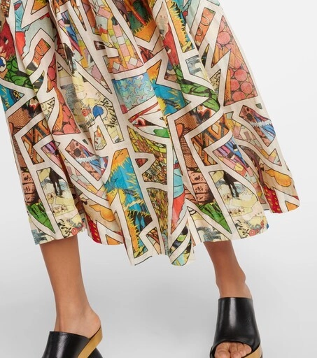 ALEMAIS Printed Shirt Dress With Front Tie