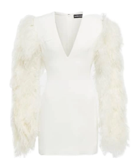 David Koma Feather-trimmed Cady Minidress