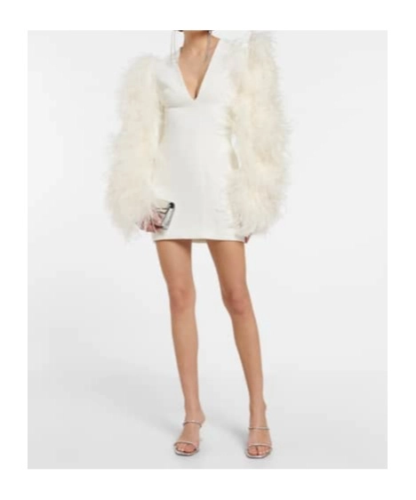 David Koma Feather-trimmed Cady Minidress
