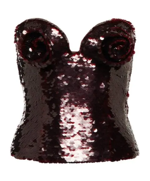 Magda Butrym Sequined Bustier Top - Black