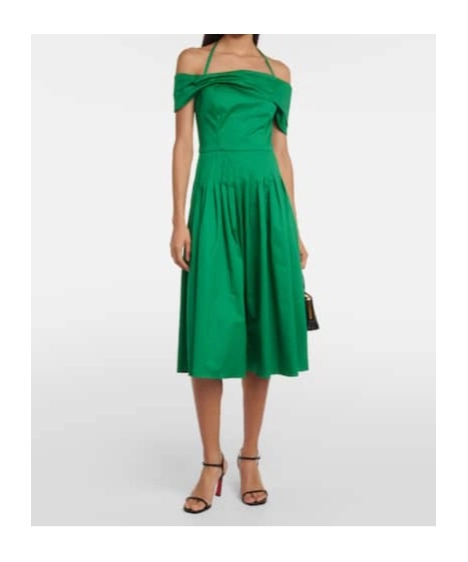 Oscar De La Renta Off-shoulder Silk Midi Dress