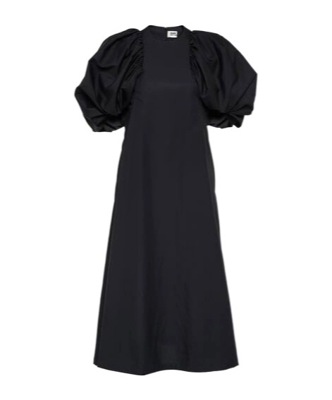 Comme Des Garçons Puff-sleeve Cotton Poplin Maxi Dress - Black