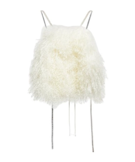 Magda Butrym Crystal-embellished Shearling Top - White