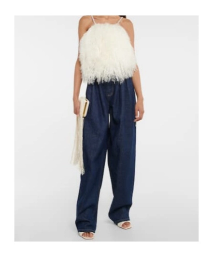 Magda Butrym Crystal Embellished Shearling Top
